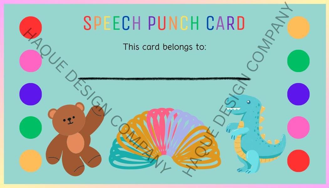 Speech Prize Punch Card - Etsy