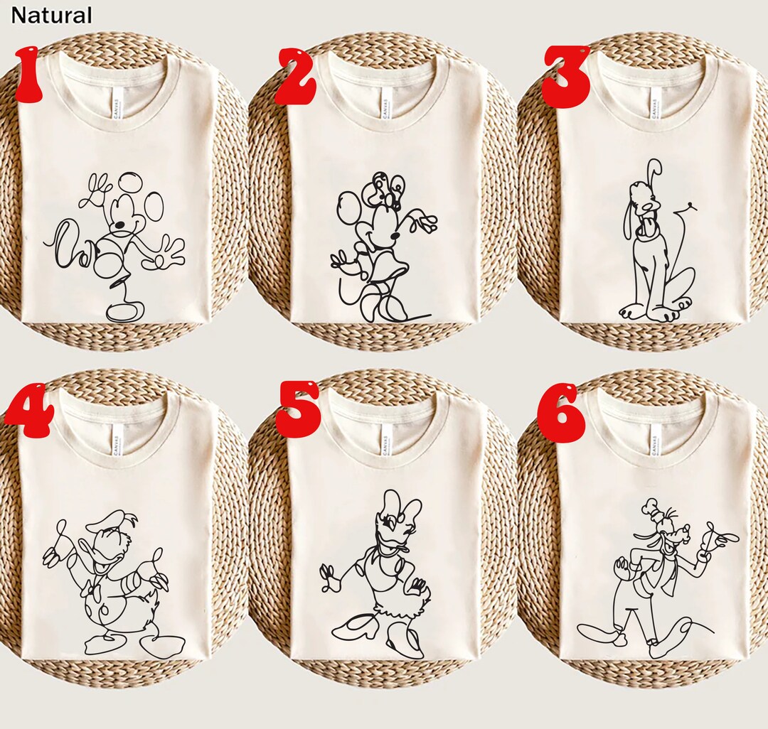 Mickey, Minnie, Daisy, Donald, Goofy, Pluto Sketch Shirt, Disney Family ...