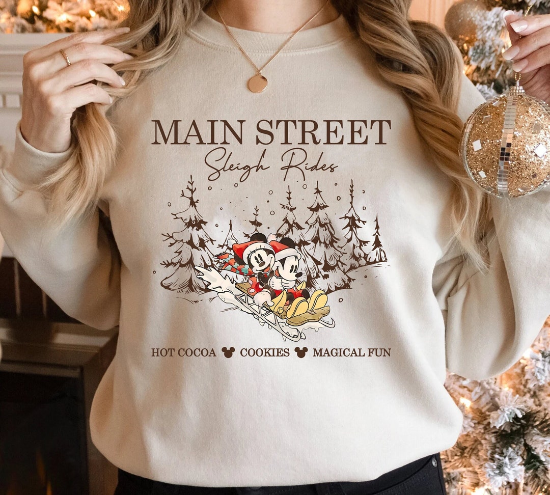 Retro Mickey Minnie Main Street Sleigh Rides Shirts, Disney Christmas ...