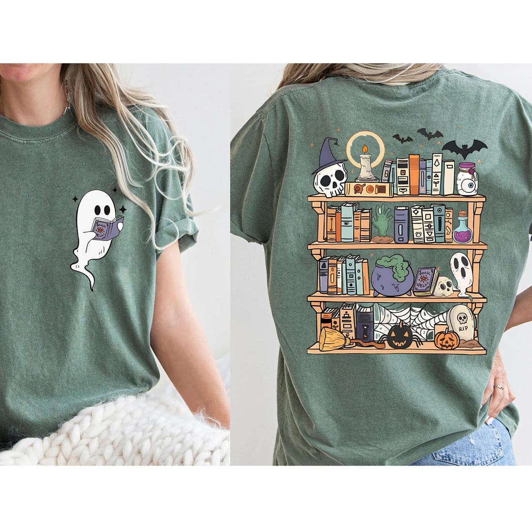 Comfort Colors® Ghost Book Reader Shirt,halloween Library Shirt ...