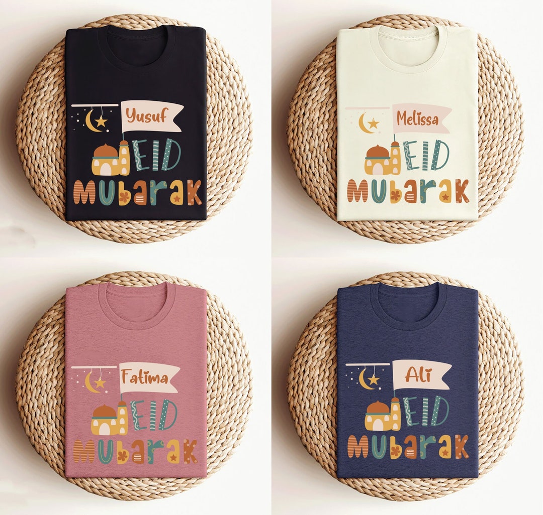 Custom Name Eid Mubarak T-shirt for Family, Eid Islam Muslim Eid Al ...