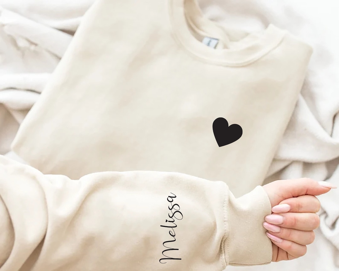 Personalized Heart Sweatshirt With Names, Names on the Sleeve ...