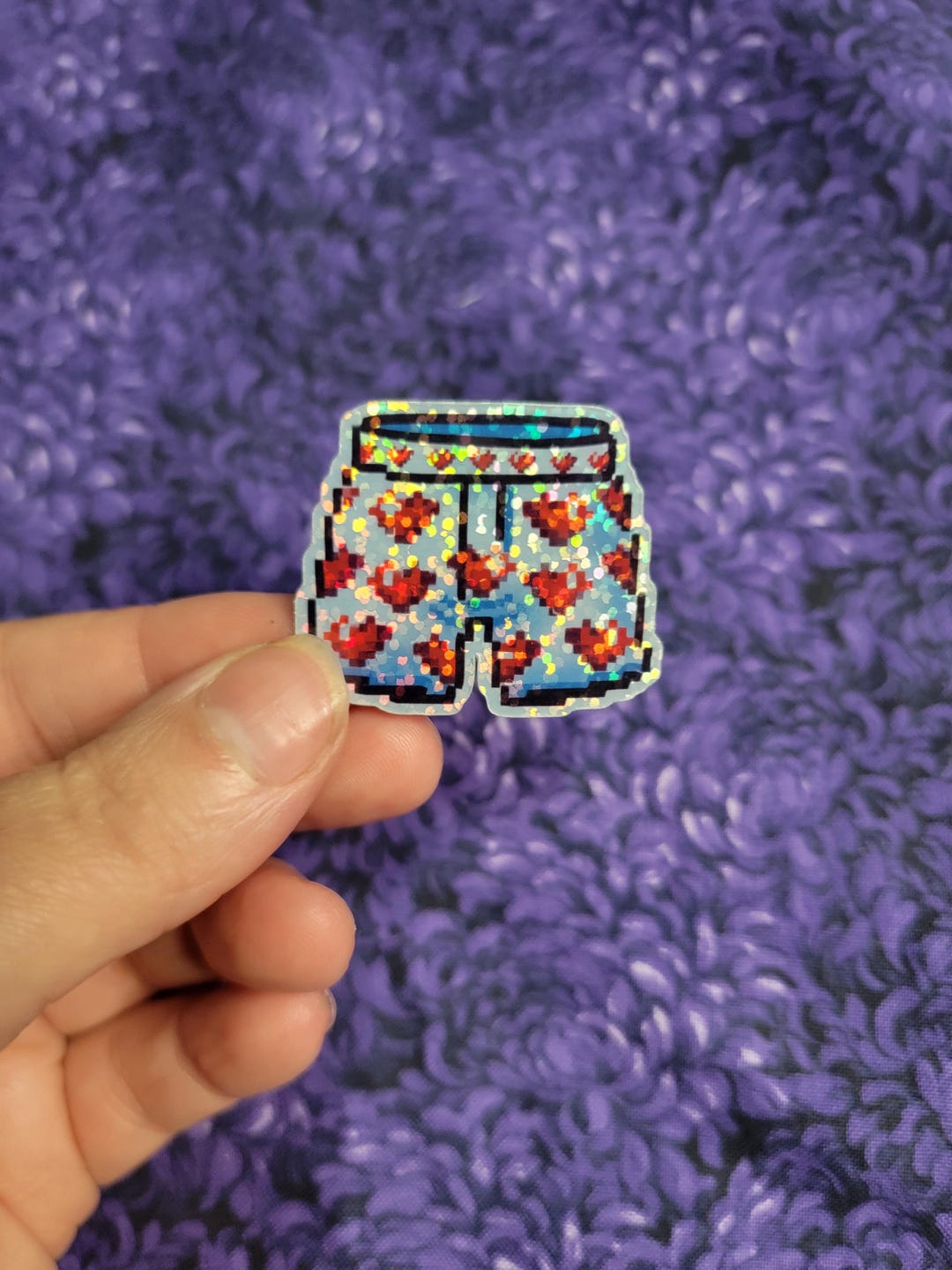 Pixelated Heart Boxers Holographic Vinyl Sticker Dungeon Crawler Carl ...