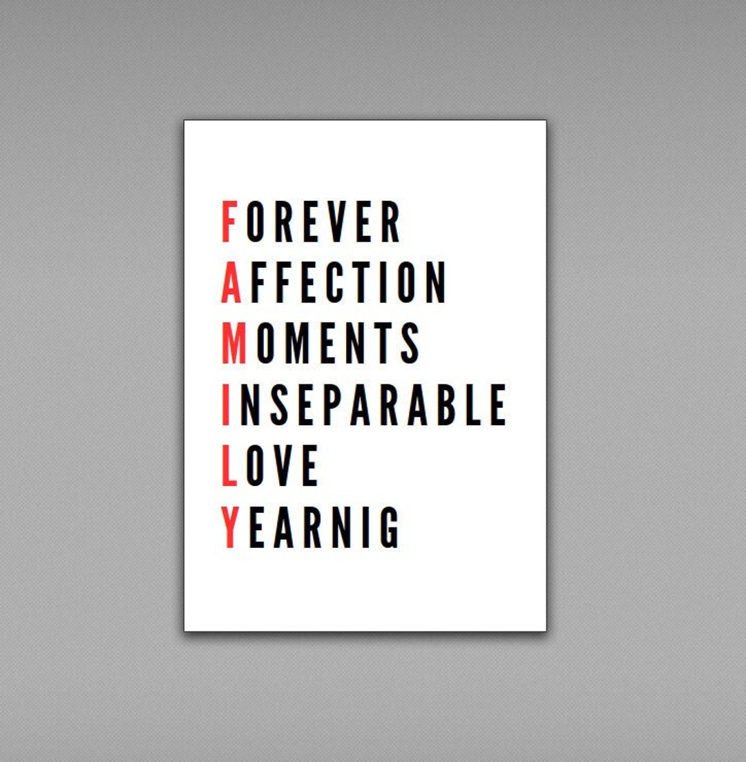 Family Acrostic Poem Printable Poster - Etsy