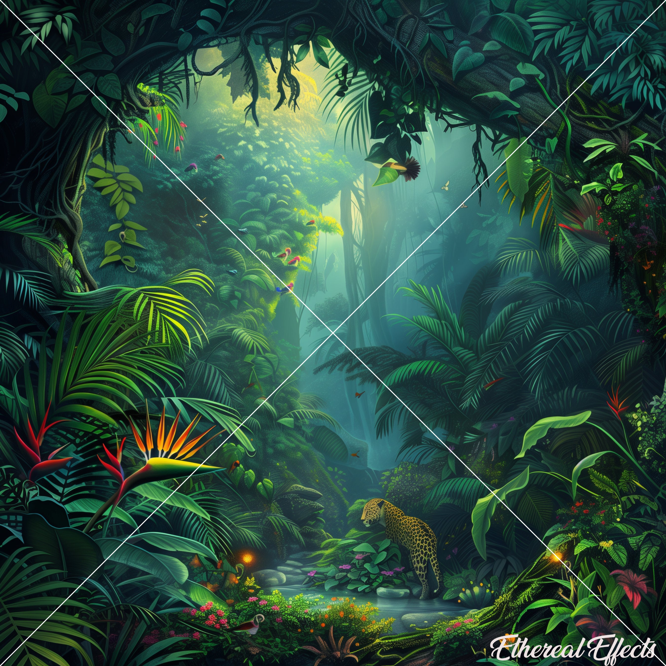 Jungle Safari Digital Backdrop Jungle Palms Studio Overlay Maternity ...