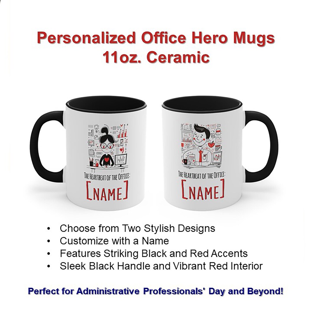 Employee Appreciation Ceramic Coffee Mug 11 Oz. Personalize With Name Black or Red Handle Thank ...