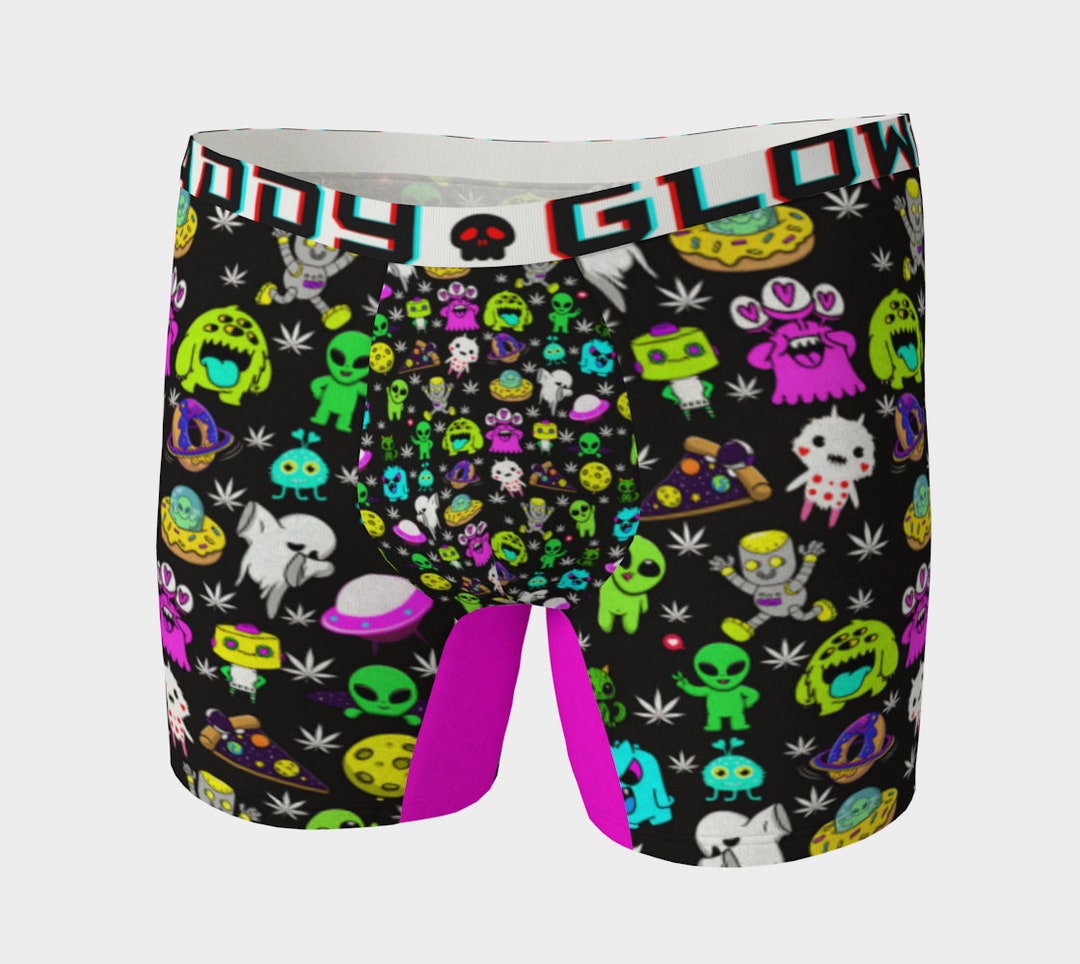 Men's UV Monsters Boxer Briefs, Monsters Rave Boxer Briefs, Alien UV ...