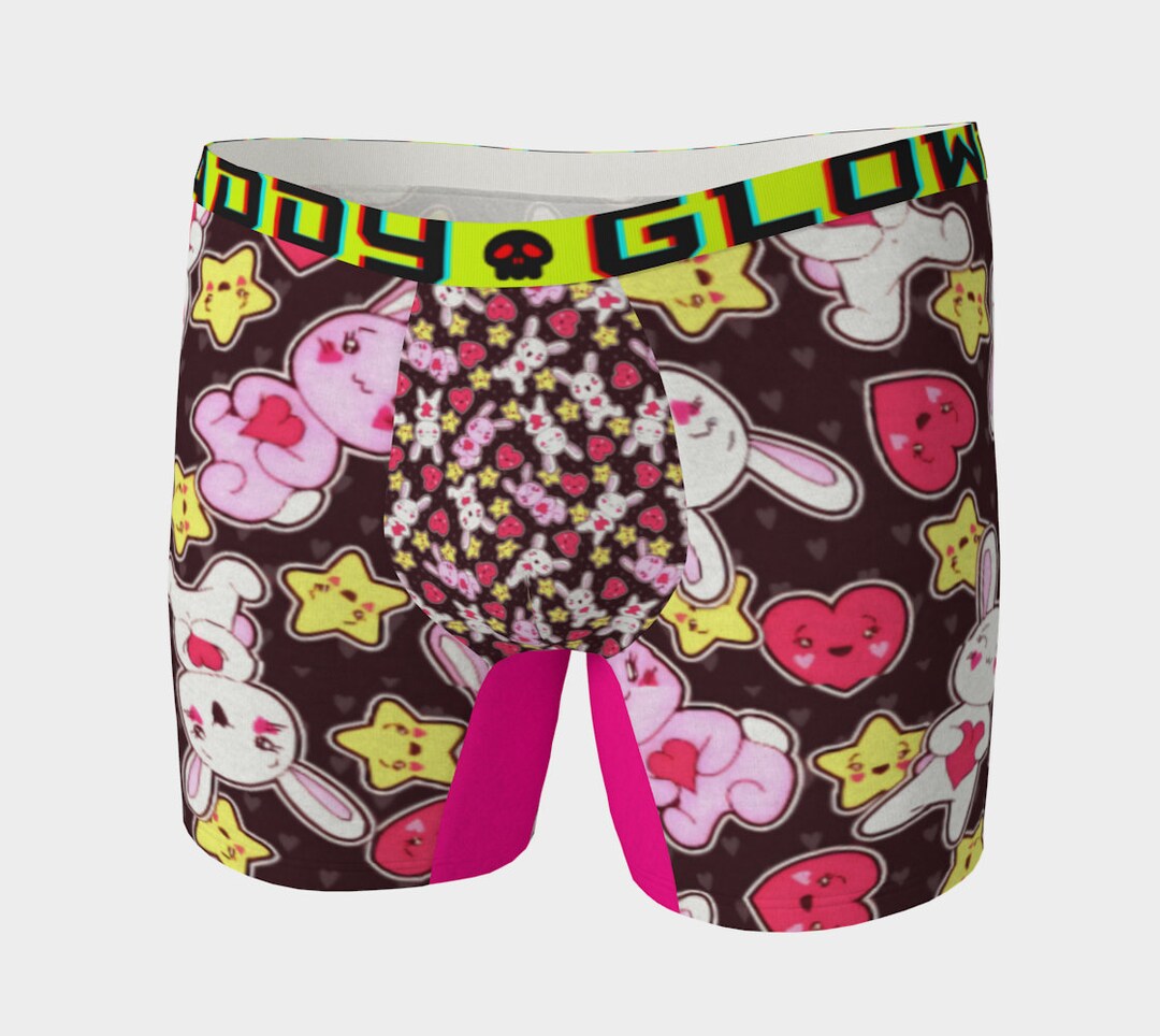 Men's UV Kawaii Boxer Briefs, Glow Kawaii Rave Boxer Briefs, Trippy ...