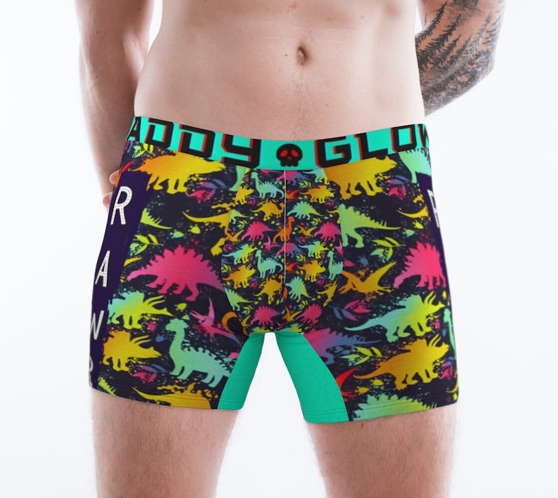 Men's UV Light Underwear, UV Light Reactive Dinosaur Boxer Briefs ...