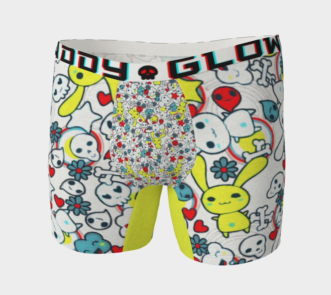 Men's UV Kawaii Boxer Briefs, Glow Kawaii Rave Boxer Briefs, Trippy ...
