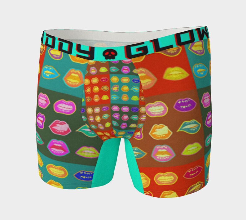 Men's UV Pop Art Boxer Briefs, Pop Art Rave Boxer Briefs, Retro Lips UV ...