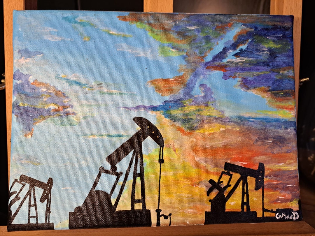 Oilfield Sunset Original Artwork - Etsy