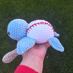 Crochet Baseball Turtle, Baseball Turtle, Stuffed Baseball Turtle ...