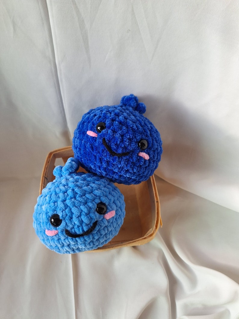 Crochet Blueberry Plushie, Crochet Amigurumi Blueberries, Stuffed ...