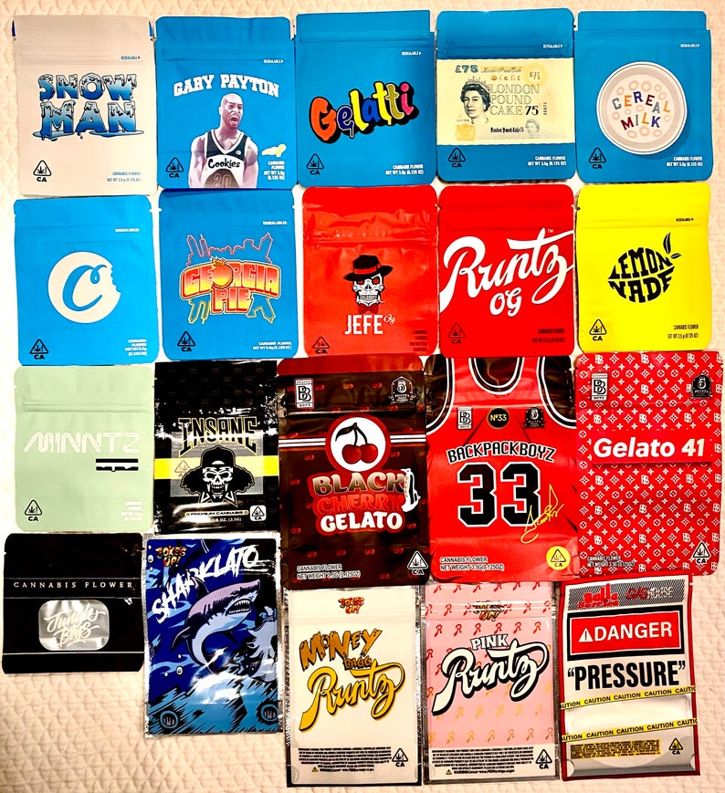 50 Pack 3.5g Dispensary Exotics Smell Proof Mylar Sealable Zip Lock ...