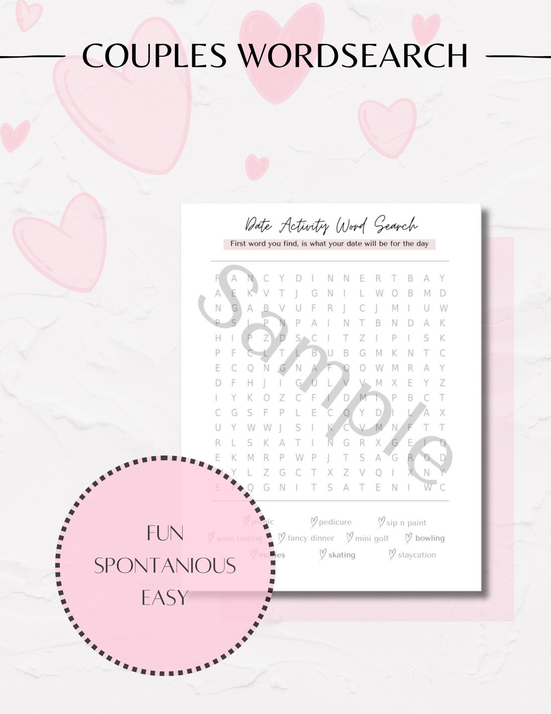 Word Search, Date Activity, Printable, Minimalist, Puzzle Games, Self ...