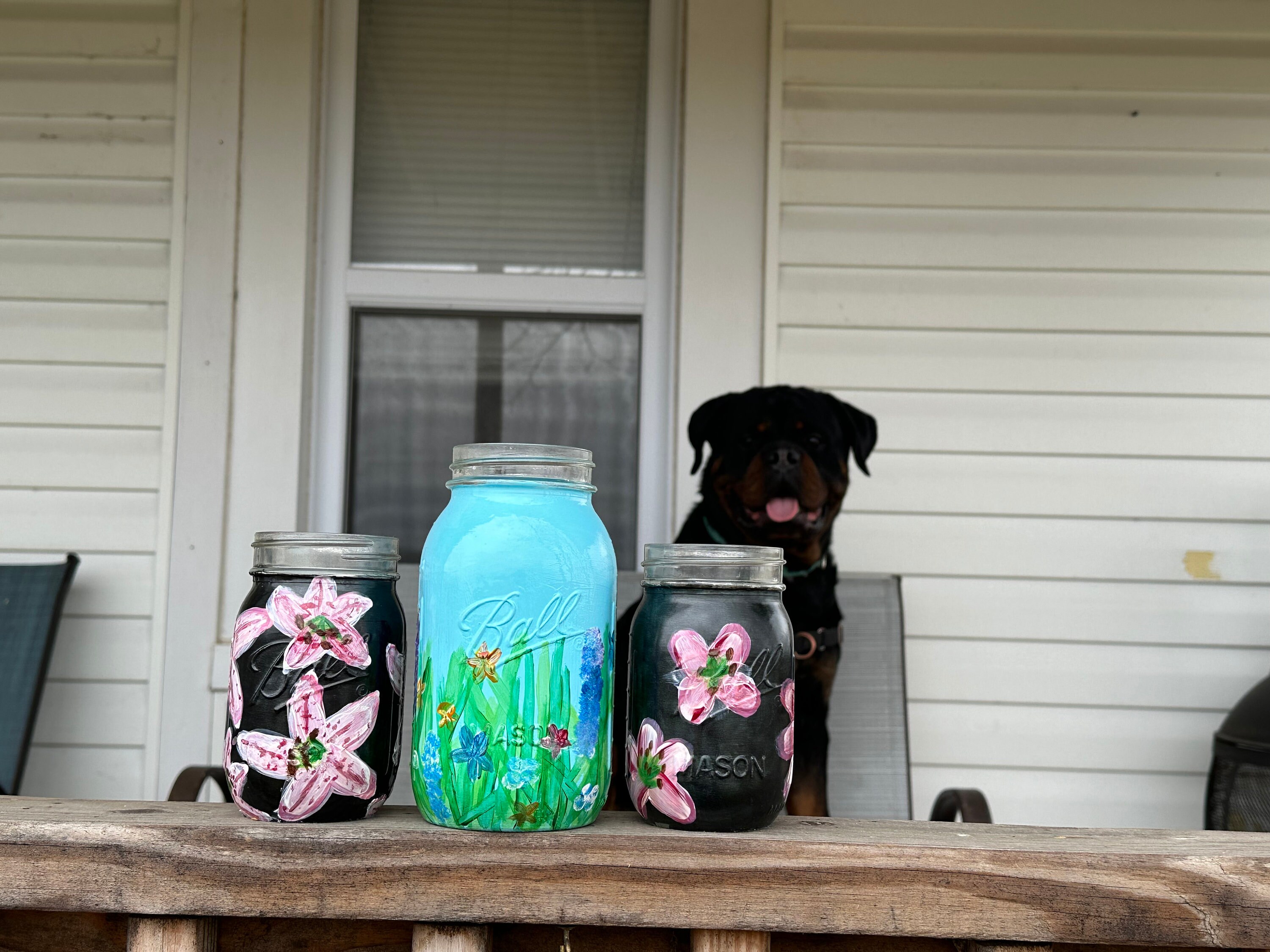 Trio Hand Painted Mason Jars - Etsy