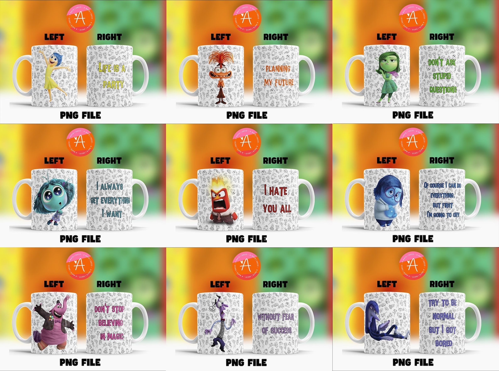 INSIDE OUT 2 11oz MUG, Cartoon Emotions 11oz, 11oz Mug Template Design ...