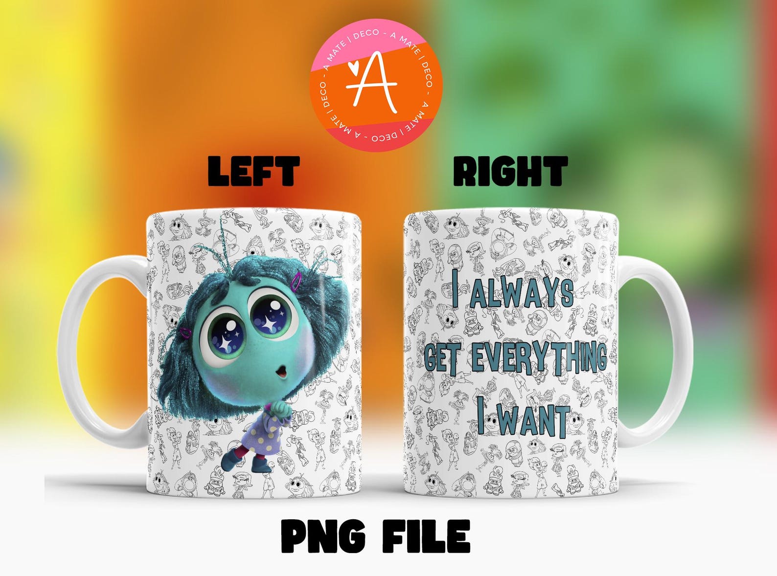 INSIDE OUT 2 11oz MUG, Cartoon Emotions 11oz, 11oz Mug Template Design ...