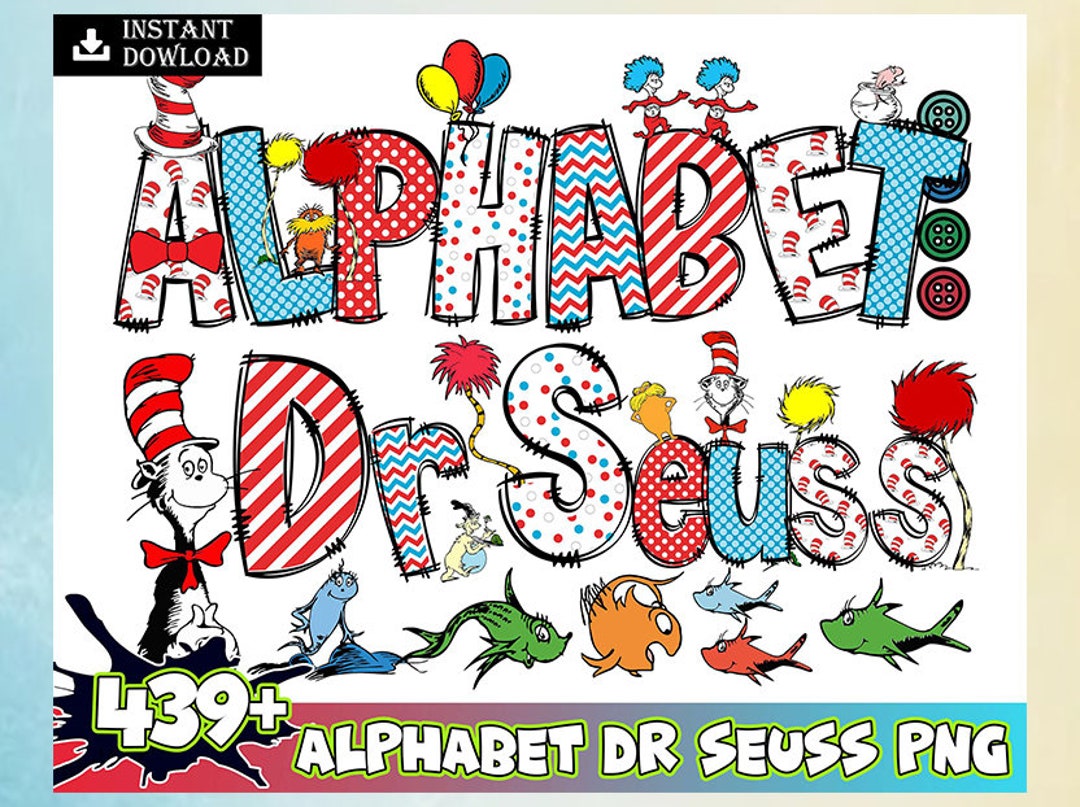 Dr. Suess Alphabet Png, Dr. Suess Bundle, Cat in the Hat PNG, Dr. Suess ...