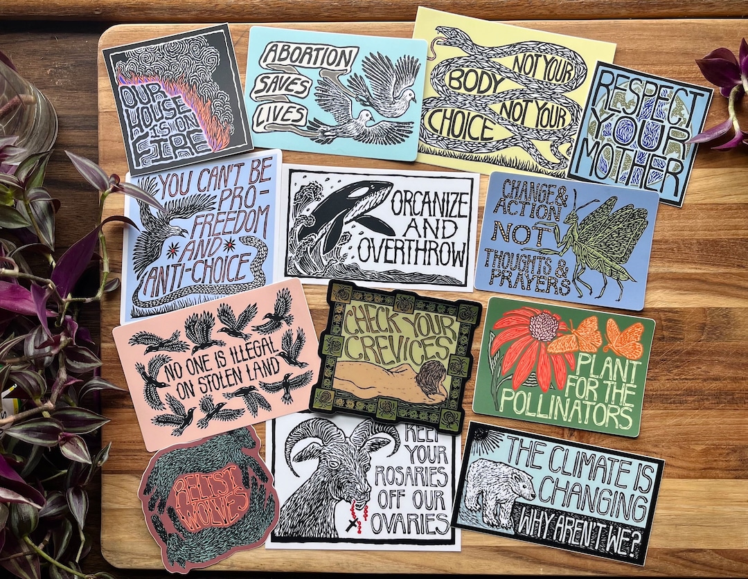 5 Sticker Bundle Charity Donation Waterproof Vinyl Block Print Decal ...