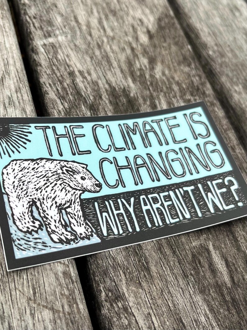 The Climate is Changing Sticker | Vinyl Polar Bear Block Print Decal - Etsy