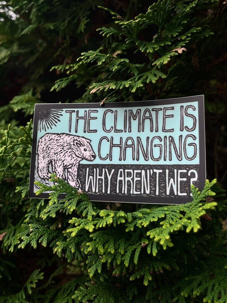The Climate is Changing Sticker | Vinyl Polar Bear Block Print Decal - Etsy