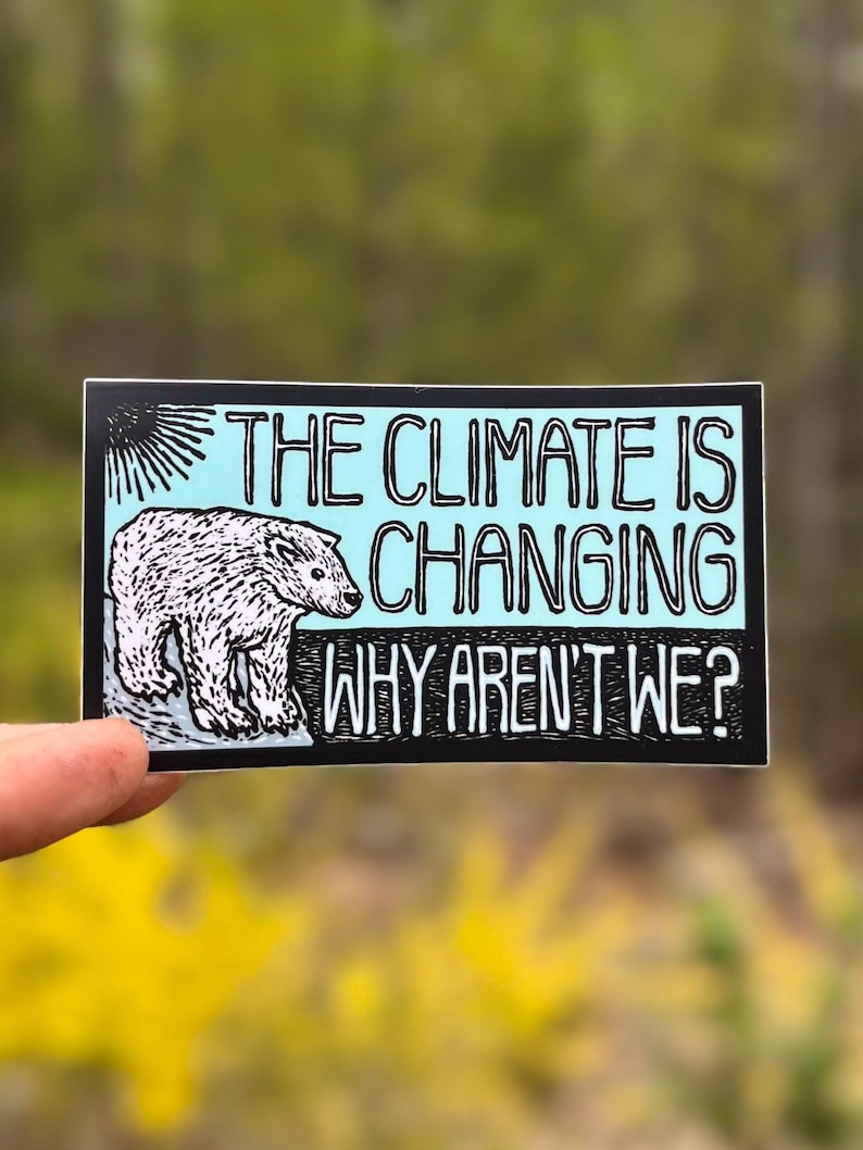 The Climate is Changing Sticker | Vinyl Polar Bear Block Print Decal - Etsy