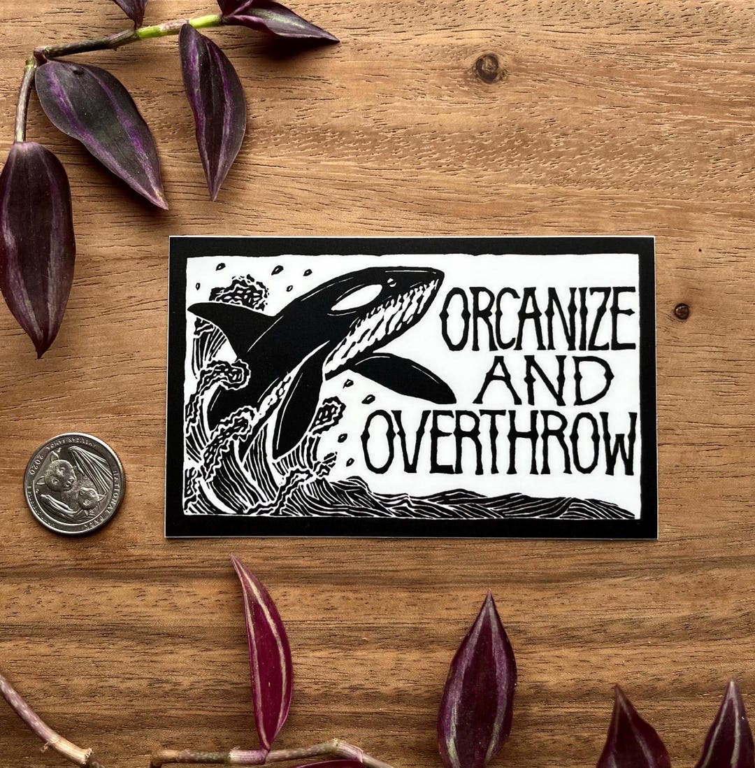 Orcanize and Overthrow Sticker | Eat the Rich Orca Whale Ocean ...
