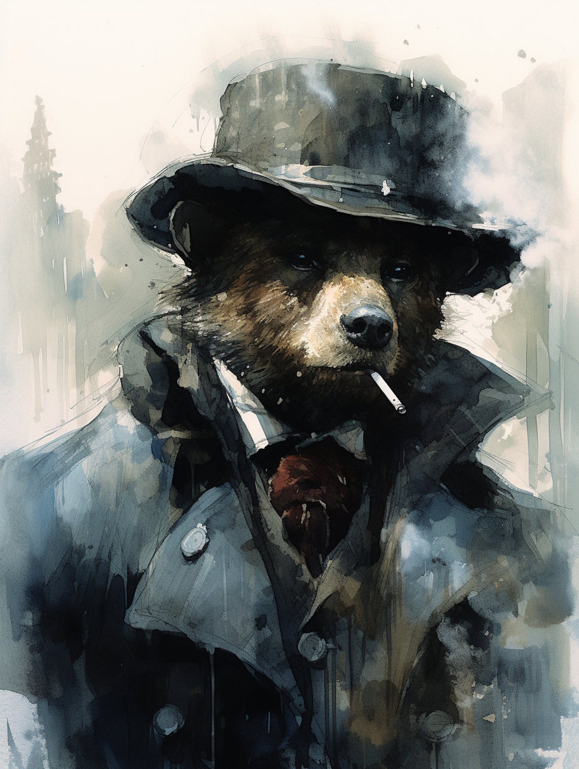 Digital Art Decoration of Detective Animals in Oil Painting Style ...