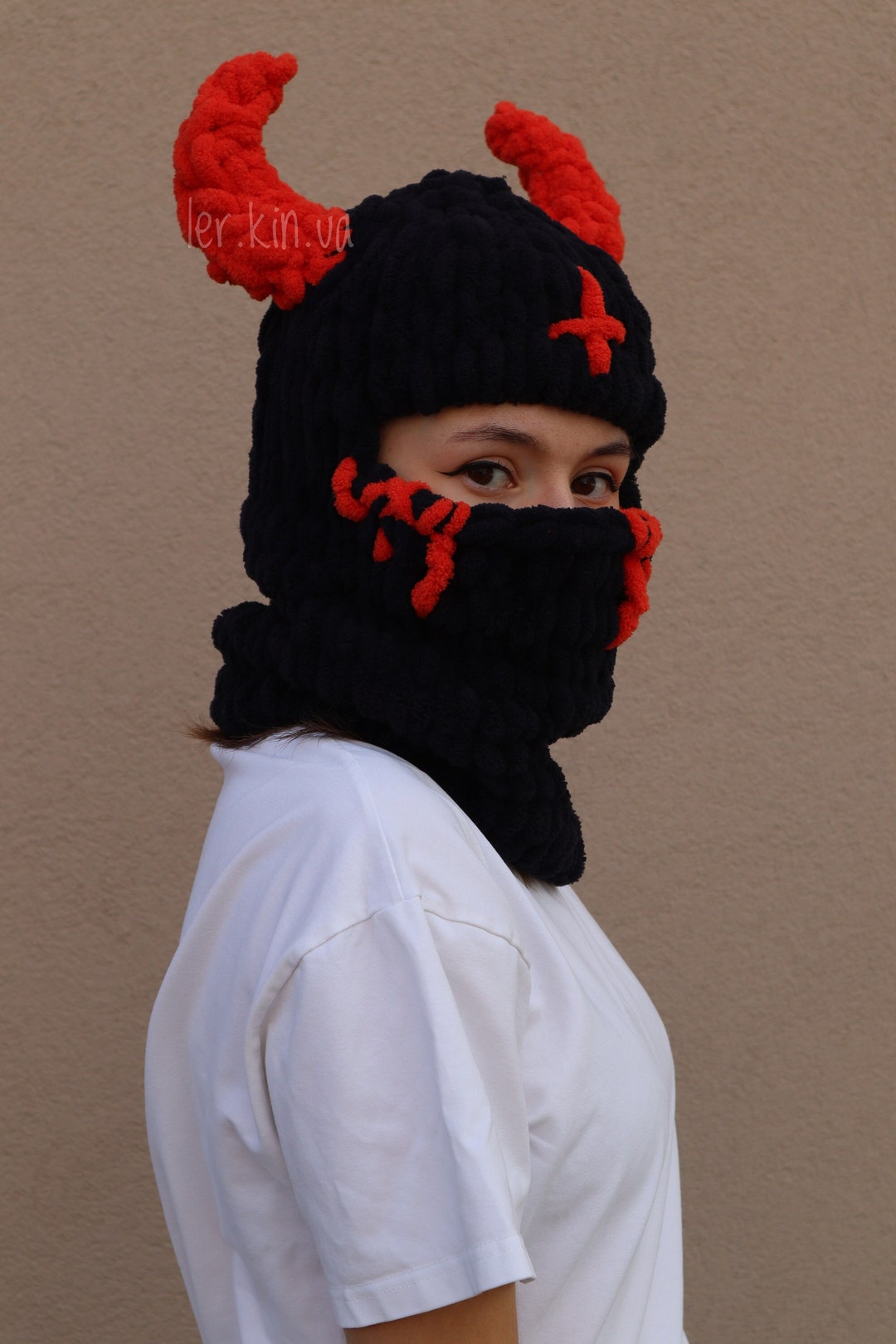 Handmade Devil Horn Balaclava: Stay Warm and Fierce - Etsy
