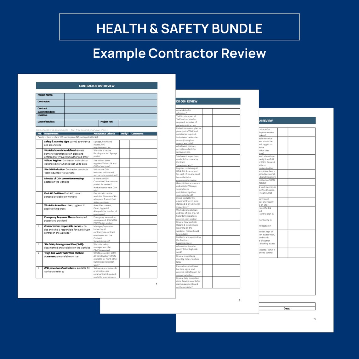 Health and Safety Templates for the Workplace | Safety Checklists ...