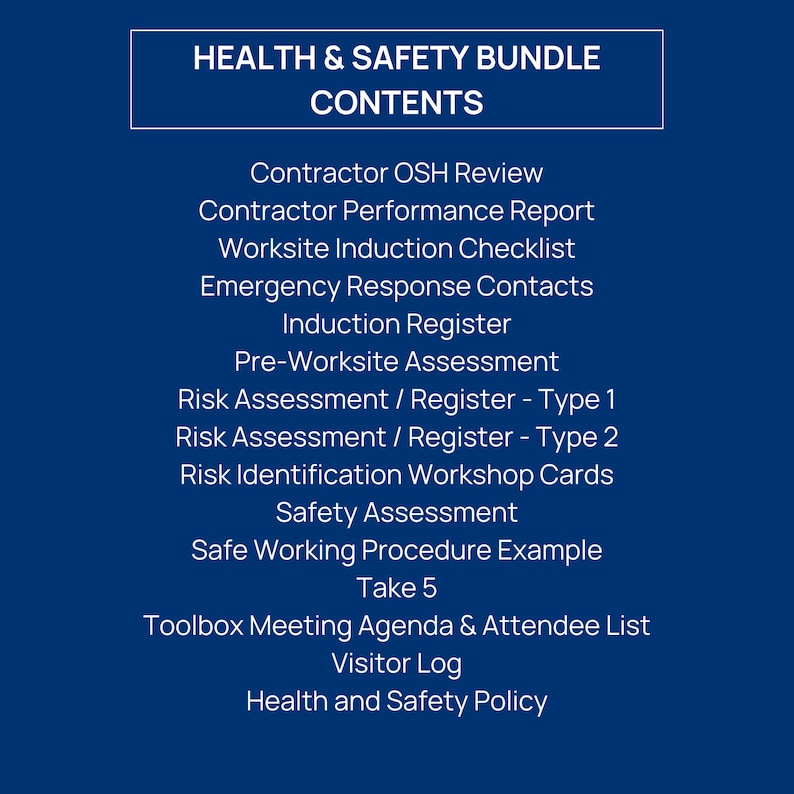 Health and Safety Templates for the Workplace | Safety Checklists ...