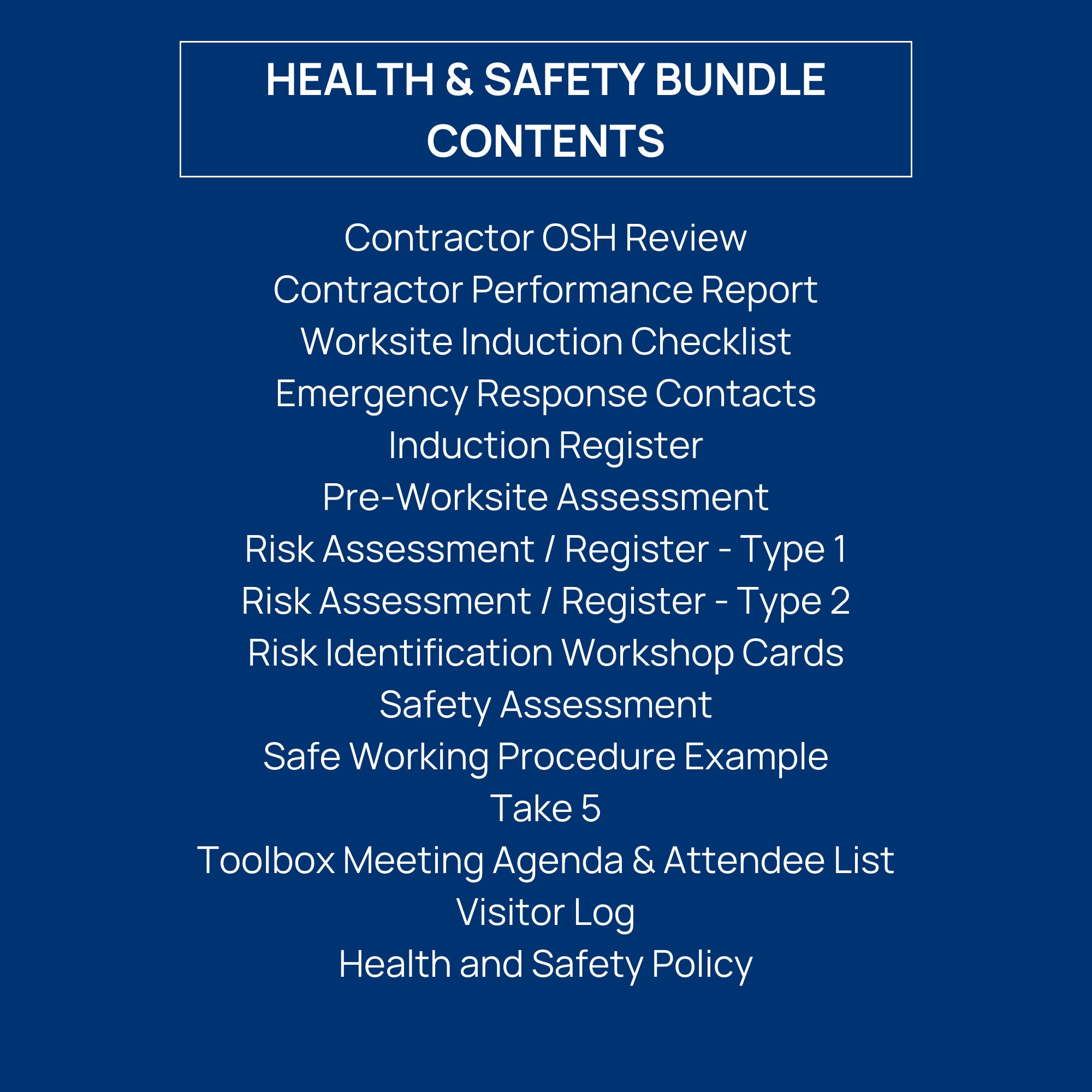 Health and Safety Templates for the Workplace | Safety Checklists ...