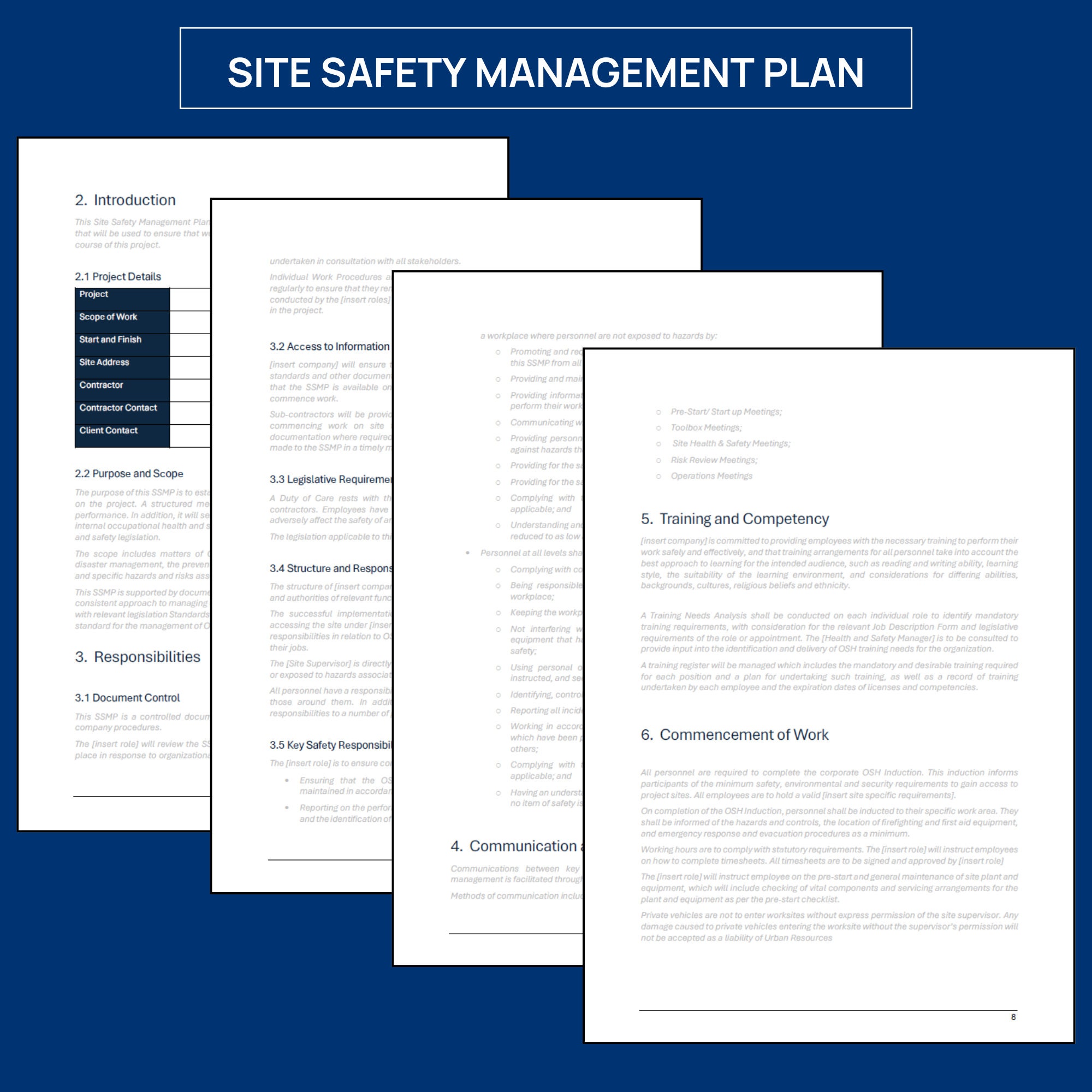Site Safety Management Plan Template & Construction Risk Management (MS ...