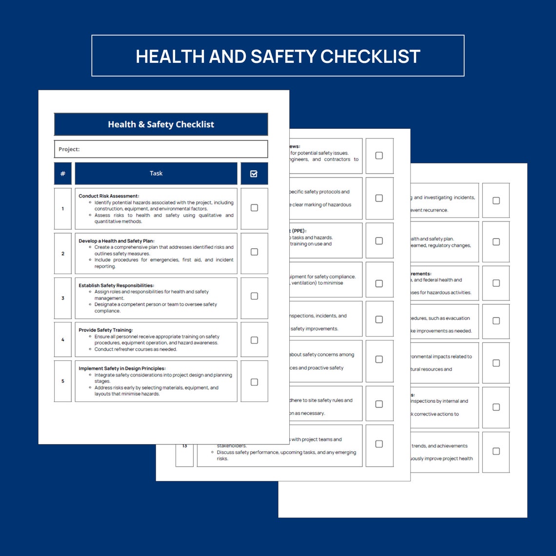 Health and Safety Templates for the Workplace | Safety Checklists ...