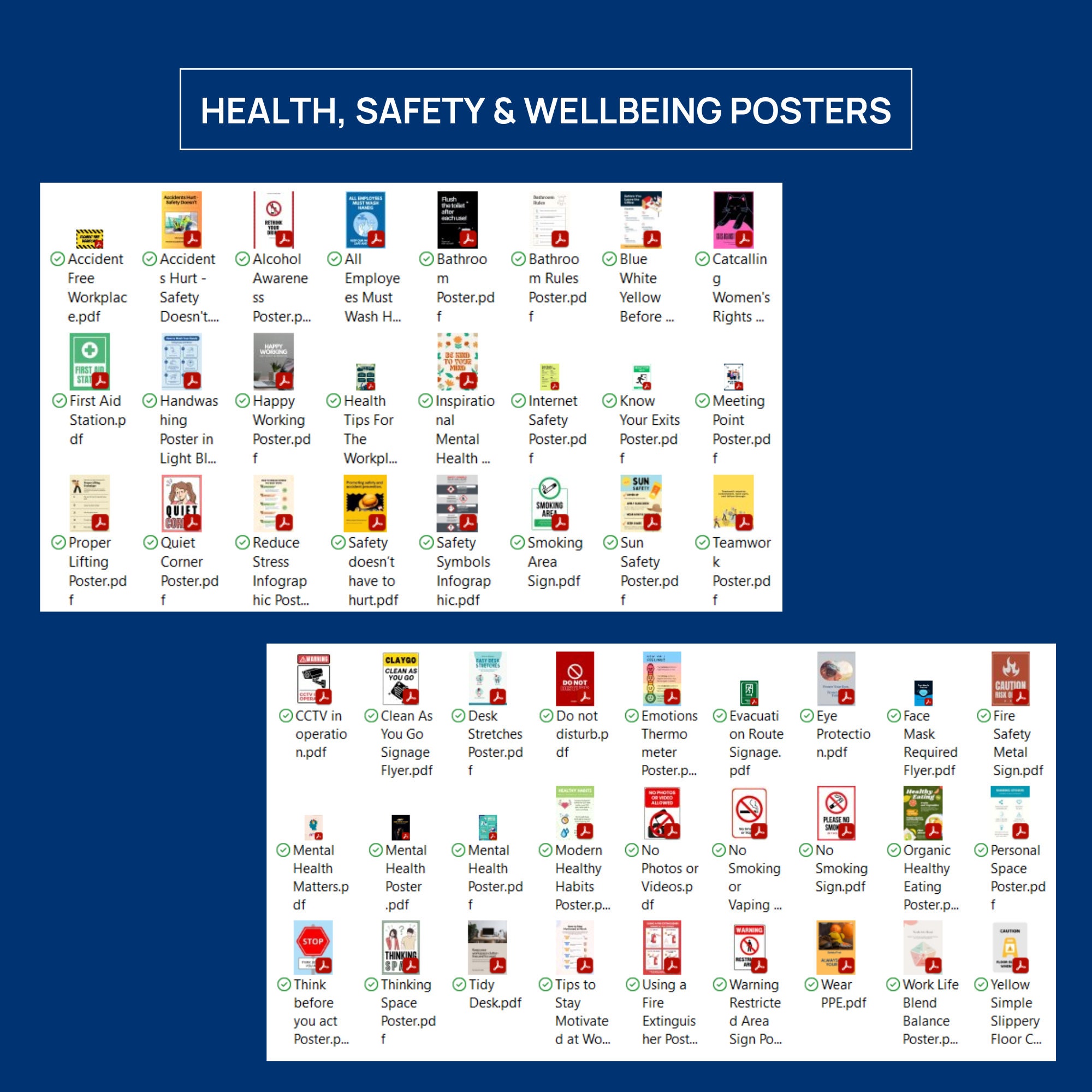 50 Workplace Health Safety Wellbeing Posters | Printable Office Site ...