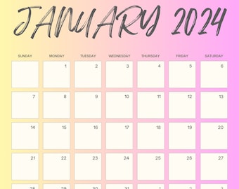 Printable 2024 Calendar With Instant Download - Etsy