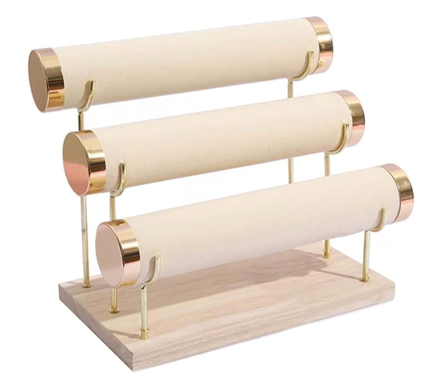 Luxury Modern Gold Jewelry Display Stand With Three-tier Velvet Racks ...