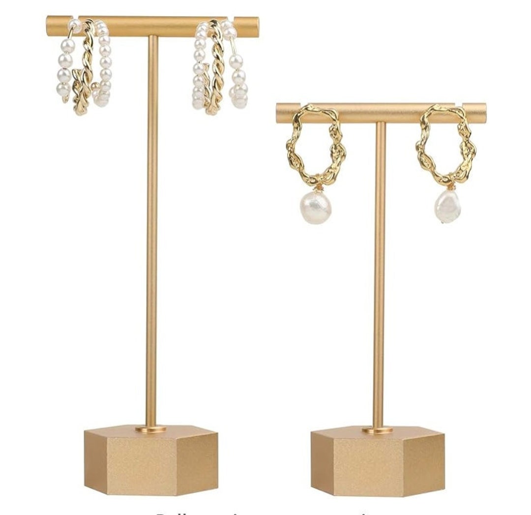 Luxury Modern Gold Metal T Bar Earring Stand , Jewelry Display, Earring ...