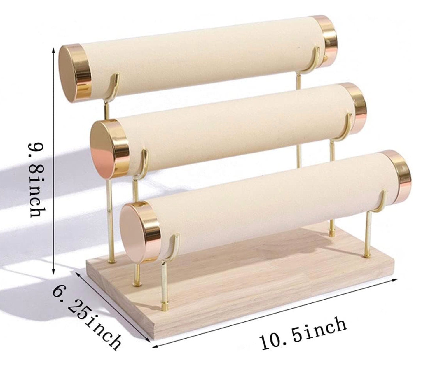 Luxury Modern Gold Jewelry Display Stand With Three-tier Velvet Racks ...