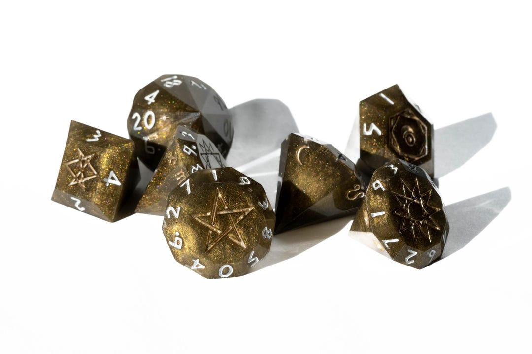 Dwemer Artifact - Handmade 7-piece Resin Dice Set - New Cosmos Gems ...