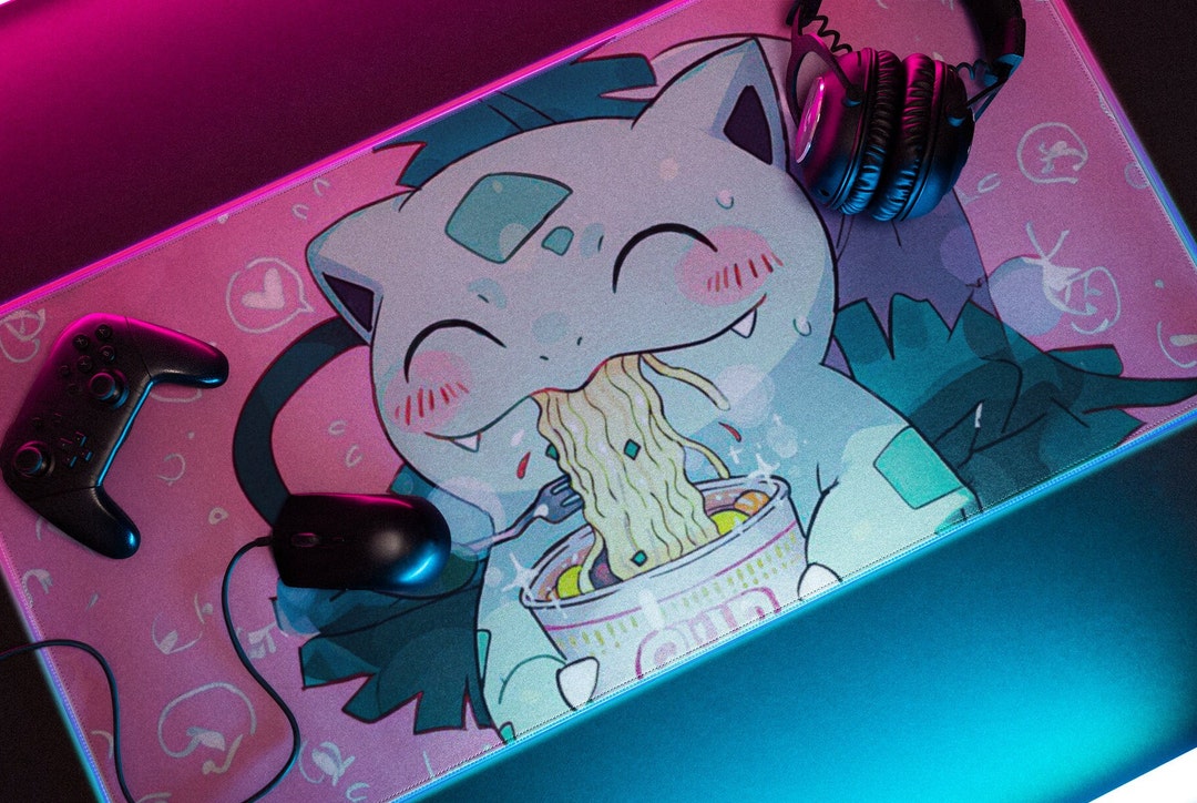 Bulbasaur Mouse Pad: LED Gaming Desk Mat, Anime Gift - Etsy
