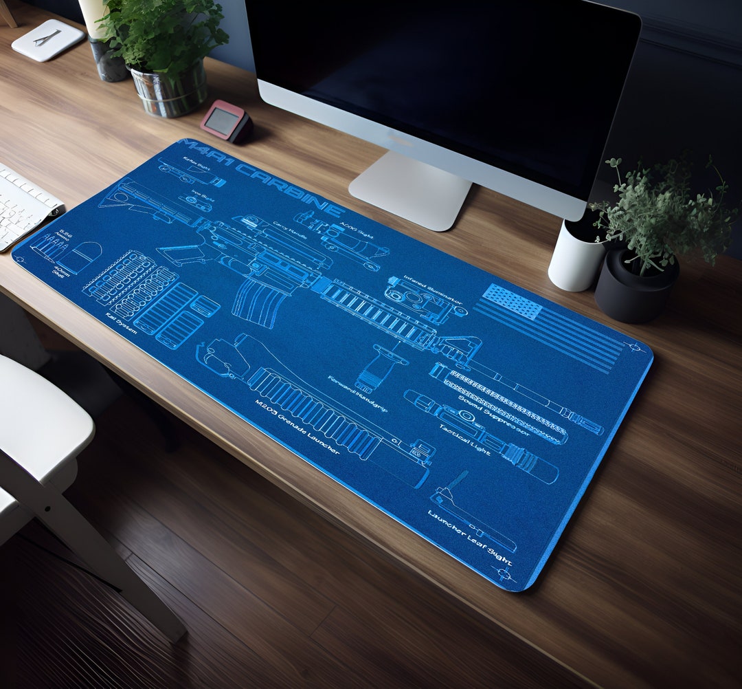 M4A1 Blueprint for FPS Gamer Mouse Pad and LED , Call of Duty , Rainbow ...