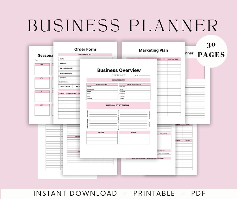 Printable Business Planner, Small Business Organizer, Business Plan ...