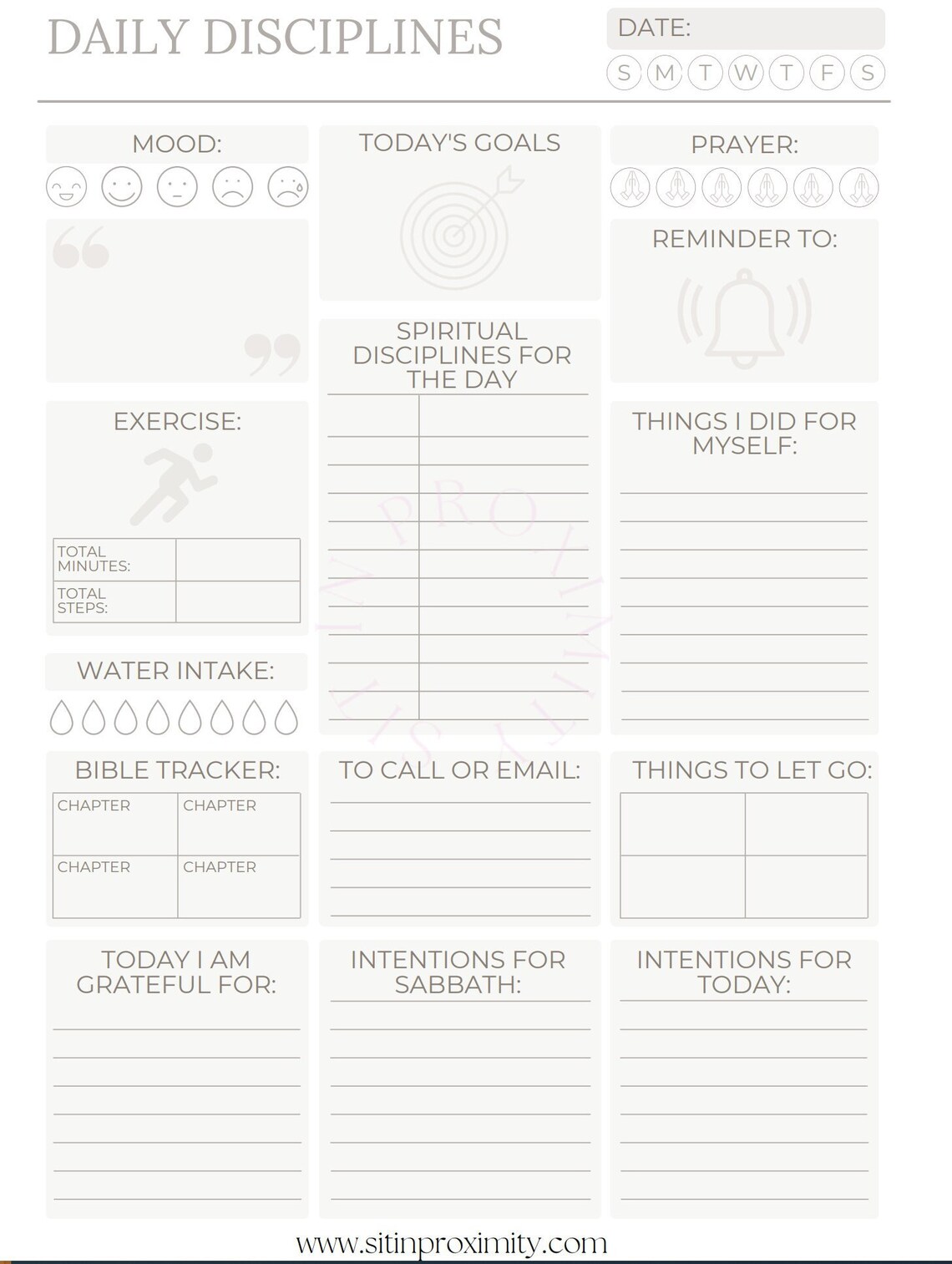 Daily Spiritual Disciplines Print Out - Etsy