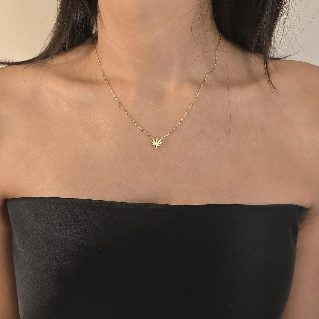 14K Gold Dipped Marijuana Leaf Chain Necklace - Etsy
