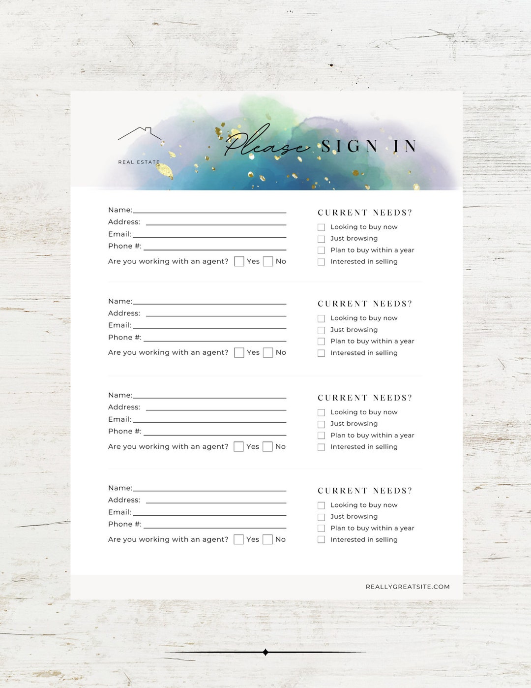 Real Estate Sign in Sheet - Etsy