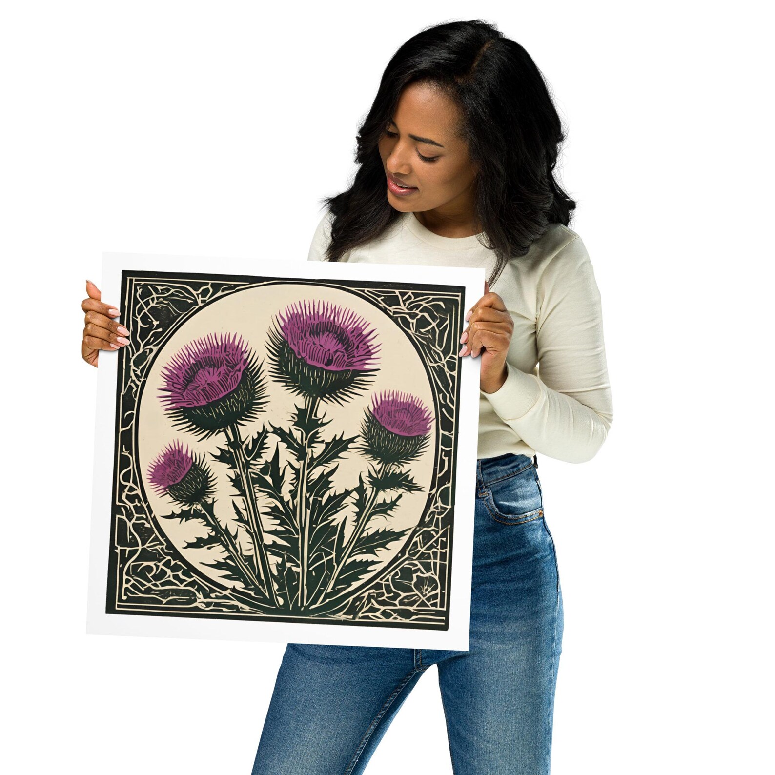 Thistle Flower Block Print, Gothic Style - Etsy