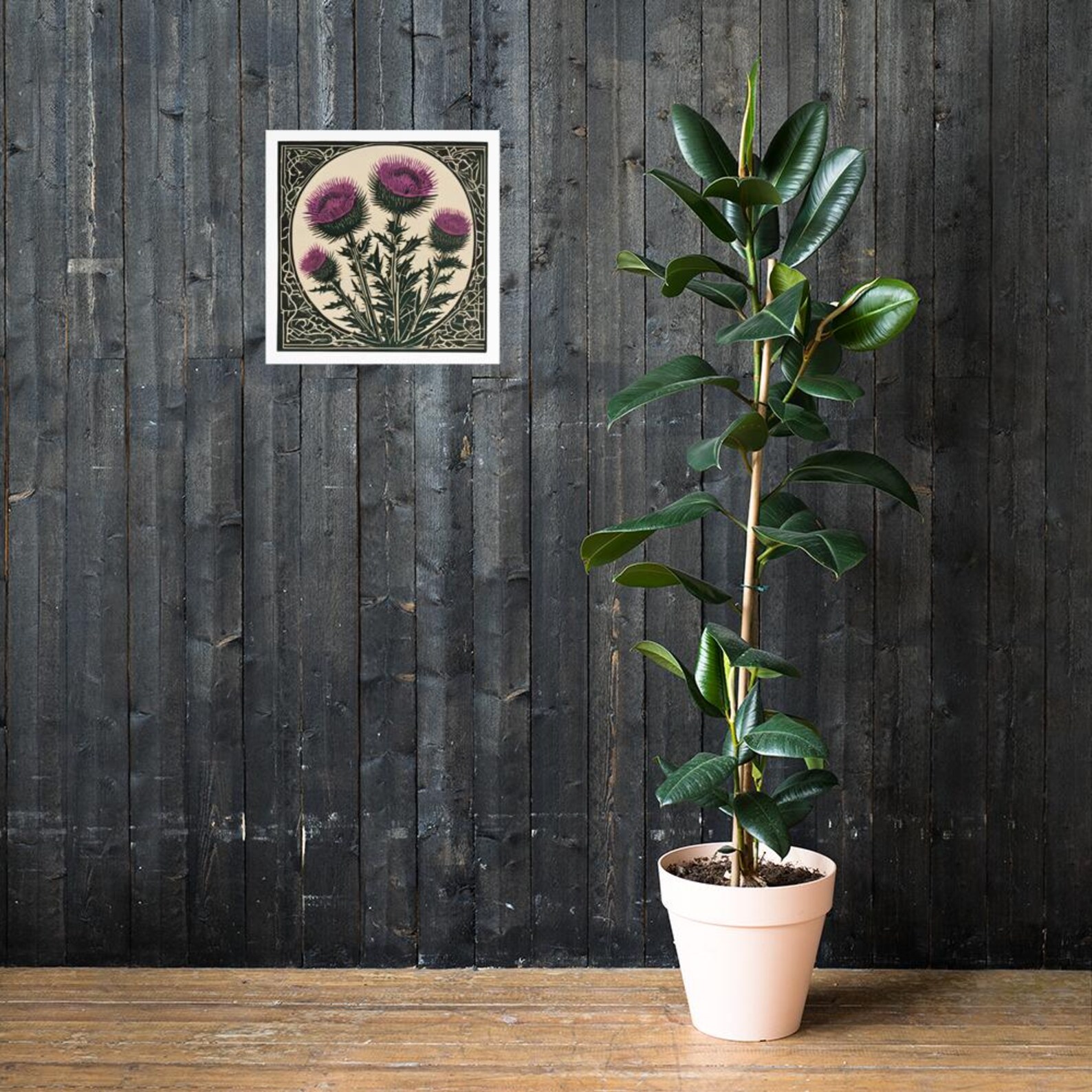 Thistle Flower Block Print, Gothic Style - Etsy